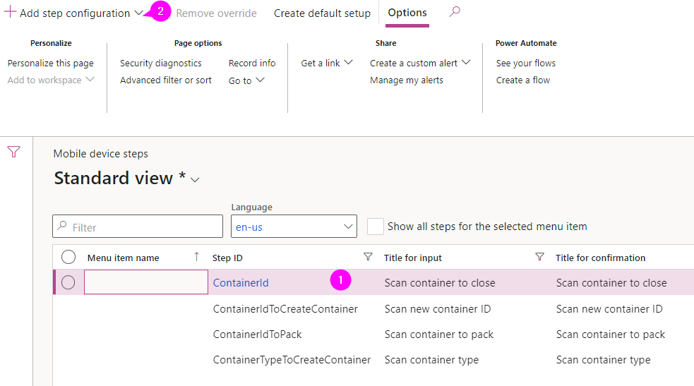 Dynamics 365 WHS Data Inquiry on mobile device app