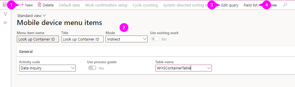 Dynamics 365 WHS Data Inquiry on mobile device app